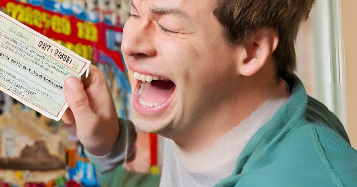 La cassiera gli conferma che ha vinto una grossa somma alla lotteria ...